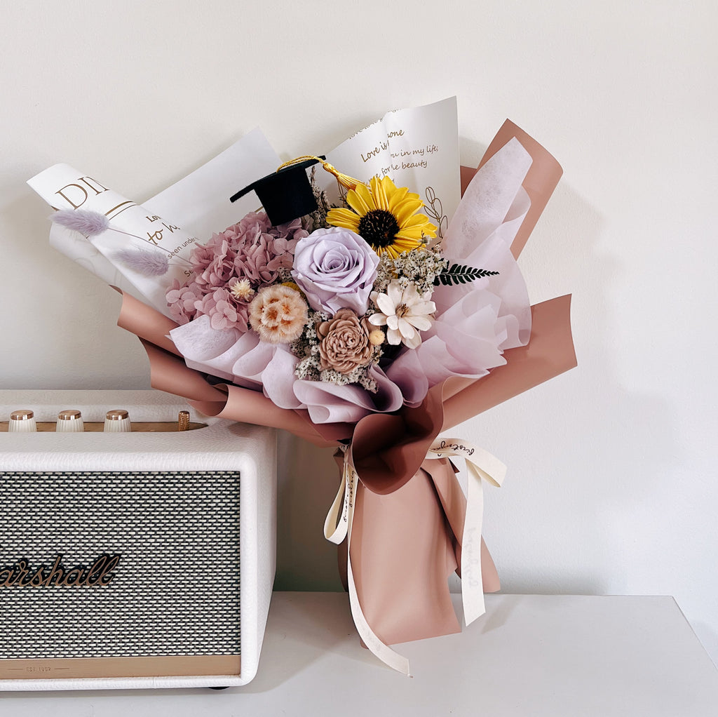 Everlasting Flower Bouquet Coral Peach | Pretty Graduation Flowers ...